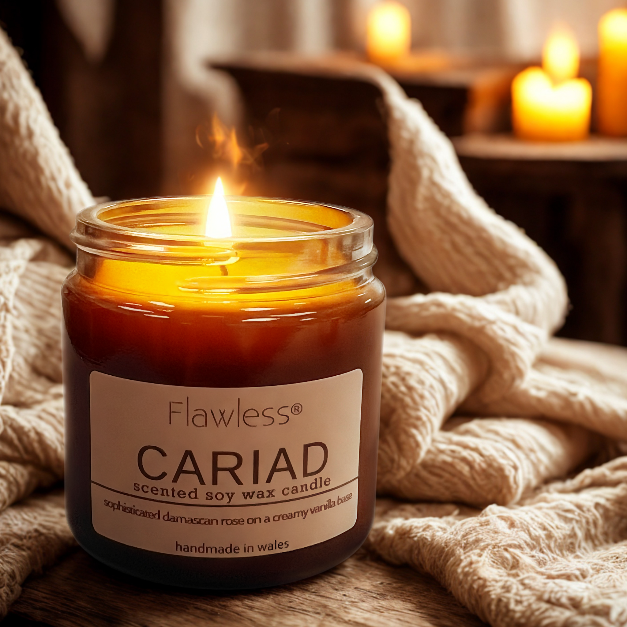 Rose and Vanilla Vegan Soy Wax Scented Candle - Cariad – Flawless
